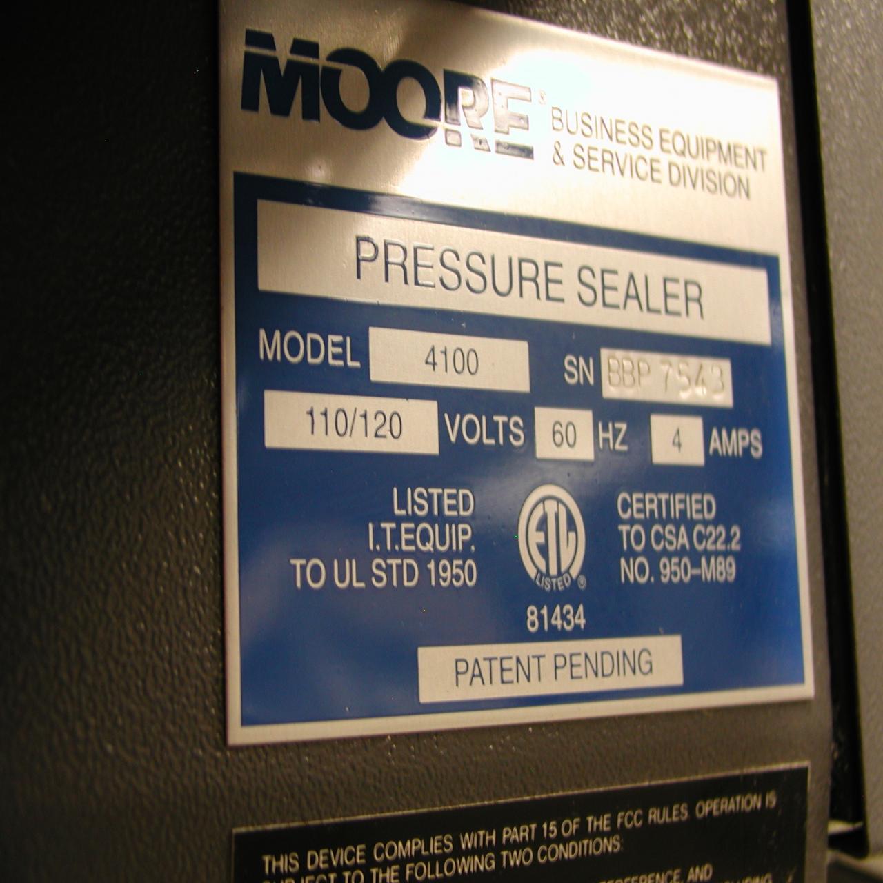 Lot #46: Moore 4100 Pressure Sealer / Folder - WireBids
